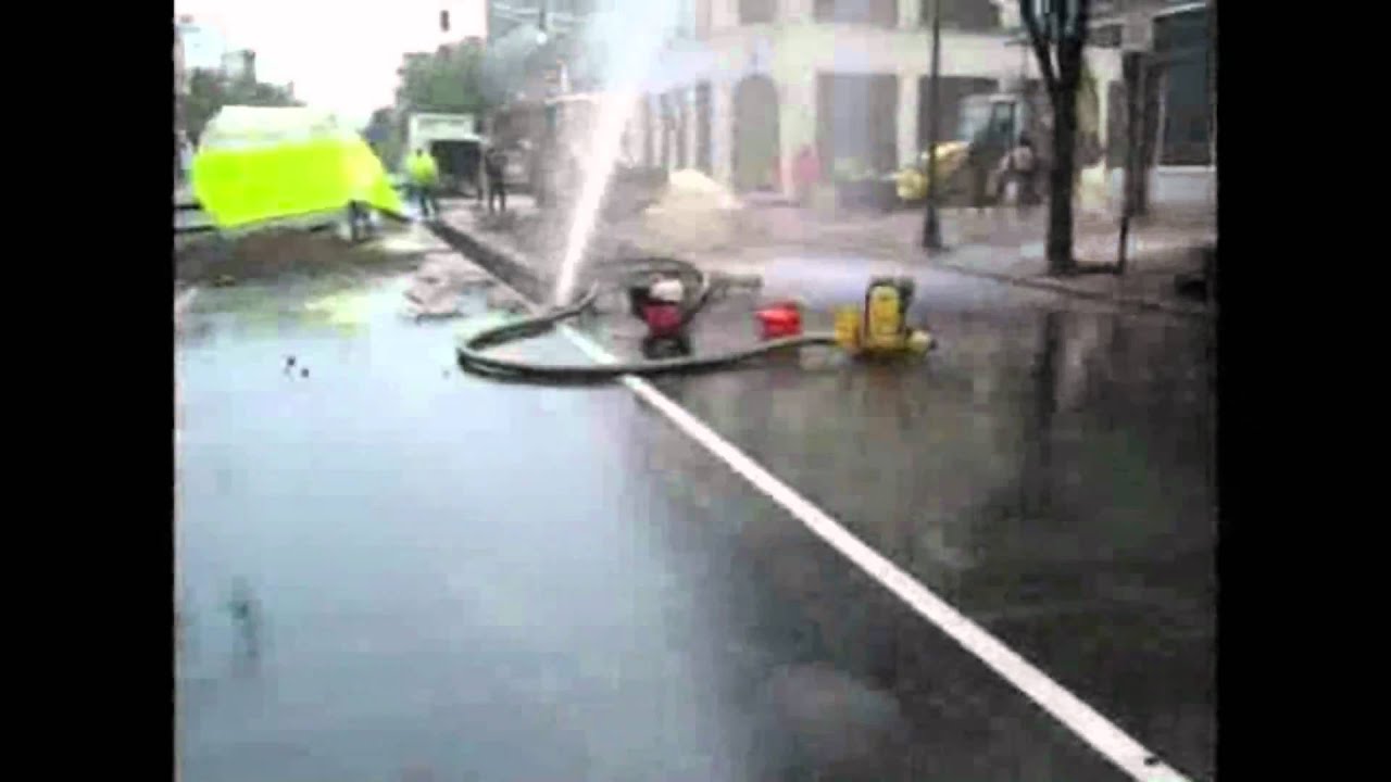 16" Water Main Hit - YouTube