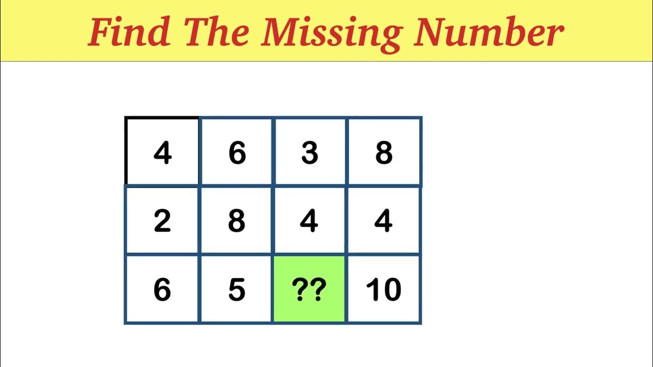 Find The Missing Number - Rectangular Grid || Missing Number Puzzle - YouTube