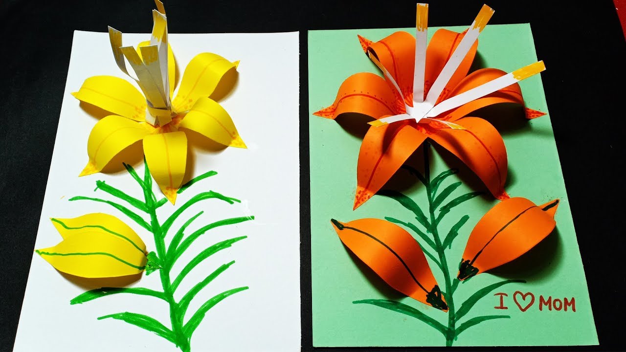 Flower Card Making / Flower Paper Craft Easy / DIY Flower 3D Pop Up ...