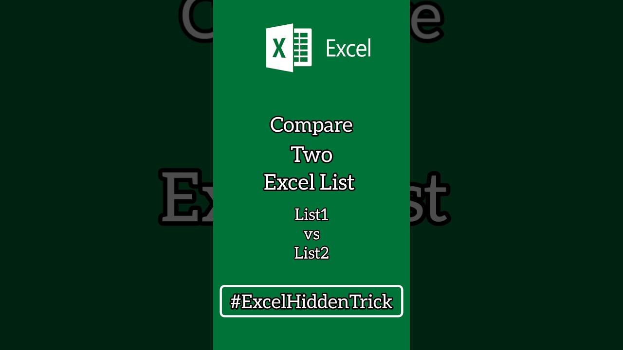 How To Compare Two Excel List excel shorts YouTube How To Compare Two Excel List excel shorts YouTube