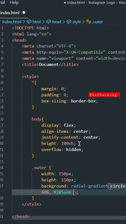 Instagram Logo Using Html Css Ytshortsindia Webdevelopment Instagram Shorts Htmltutorial
