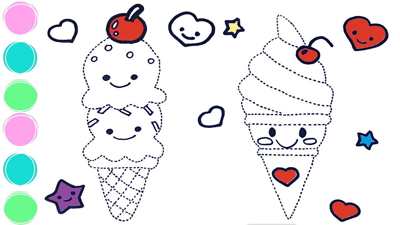 How to draw and color Ice Cream 🍨/drawing and coloring Ice Cream 🍨 ...