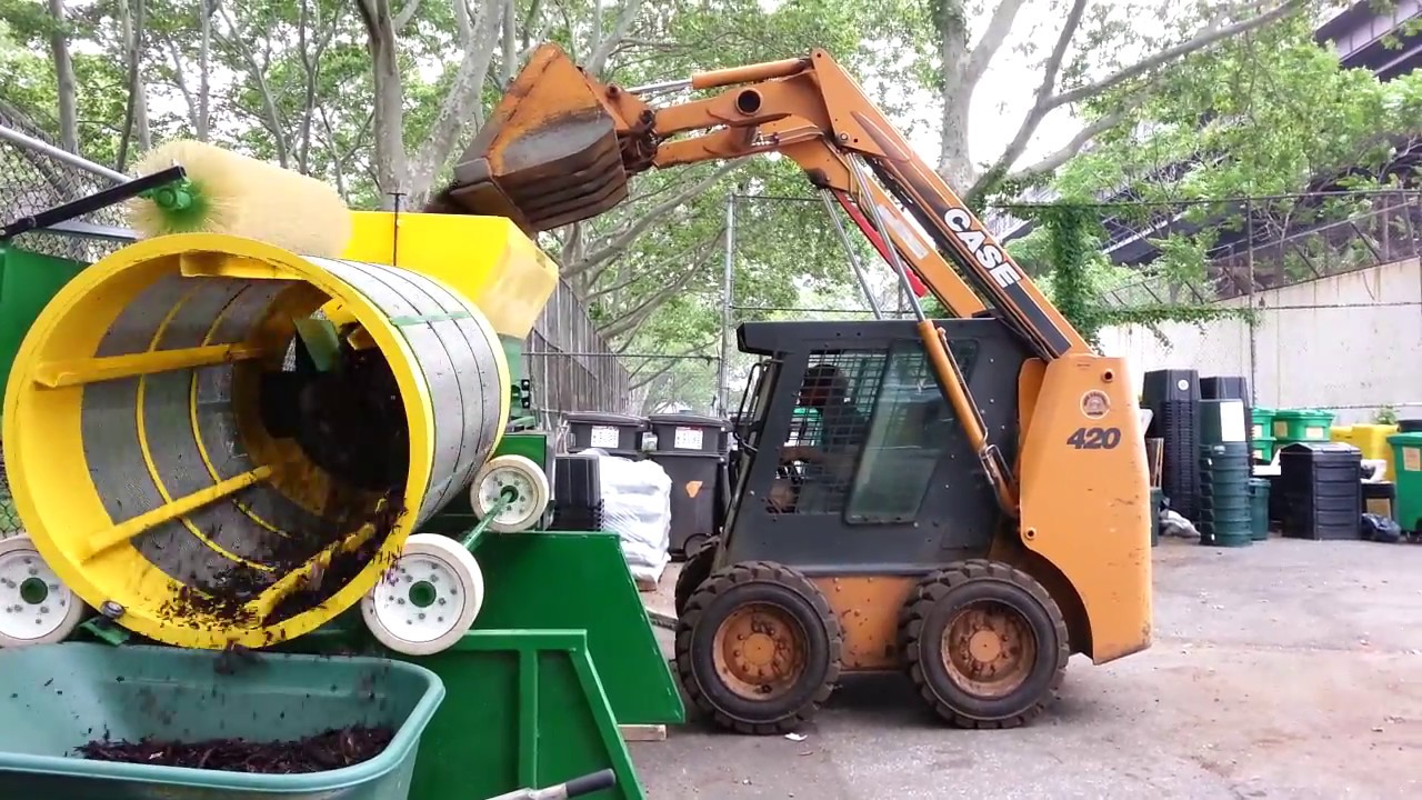 SCREENING COMPOST IN NYC WITH STATIONARY TROMMEL - YouTube