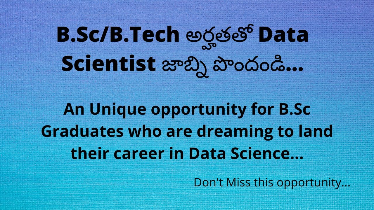 Data Scientist Jobs for B.Sc/B.Tech Candidates || #datascience #bsc # ...