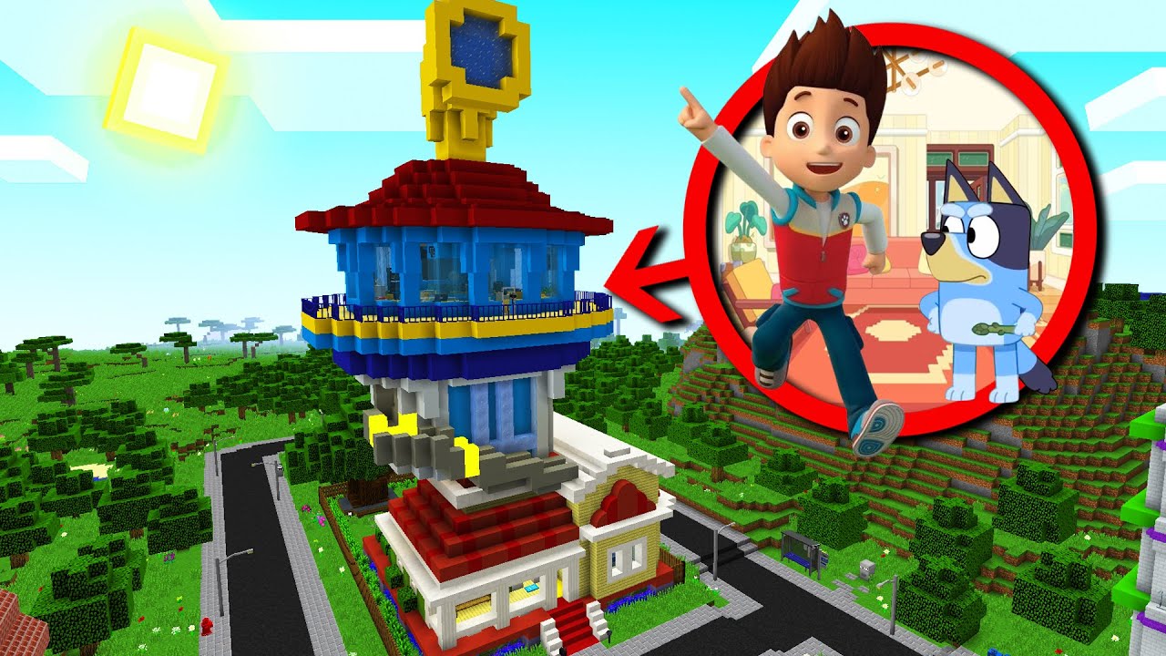 LA TORRE DE PAW PATROL APARECE EN LA CASA DE BLUEY EN MINECRAFT 😱 - YouTube