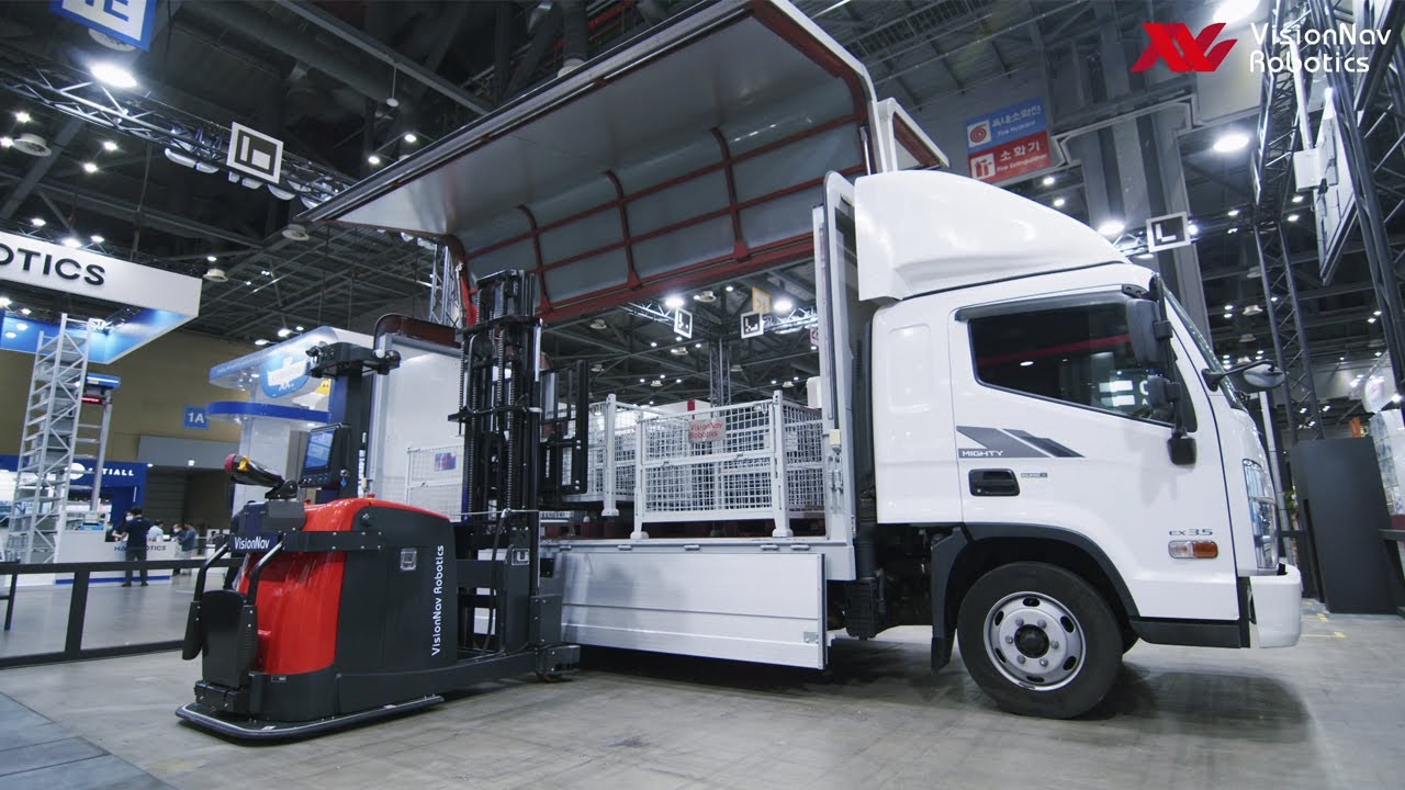 Exciting AGV/AMR forklift Demo from VisionNav: KoreaMat2022 - YouTube