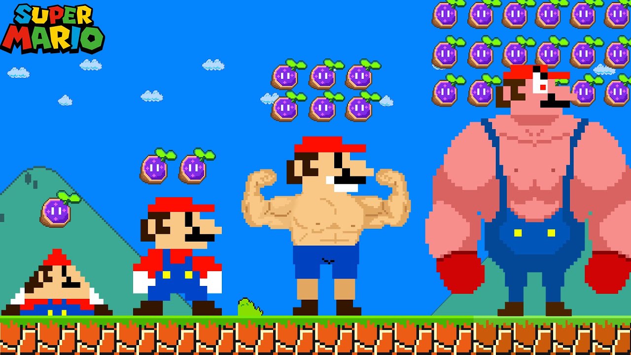 MARIO Upgrades MUSCLE with Every Seeds Powerups in Super Mario Bros ...