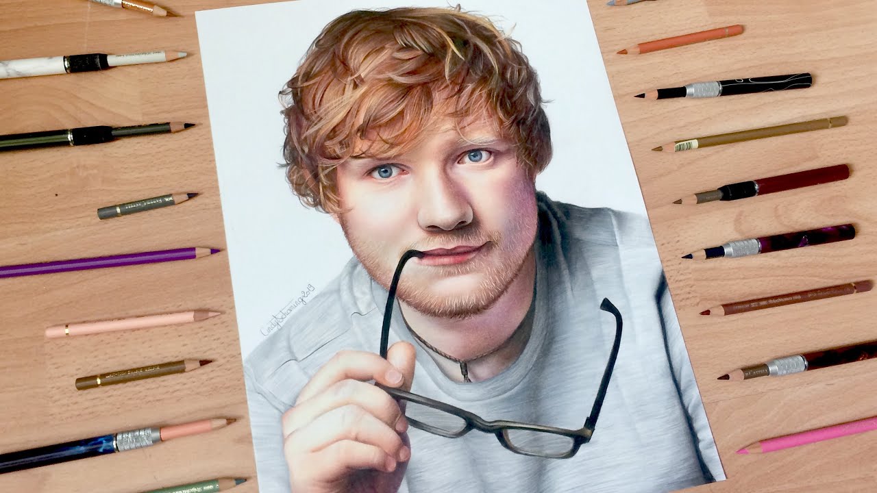 Drawing Ed Sheeran - polychromos pencils - YouTube