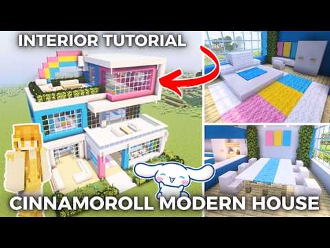 Building the CUTEST Cinnamoroll Modern house Interior in Minecraft ...