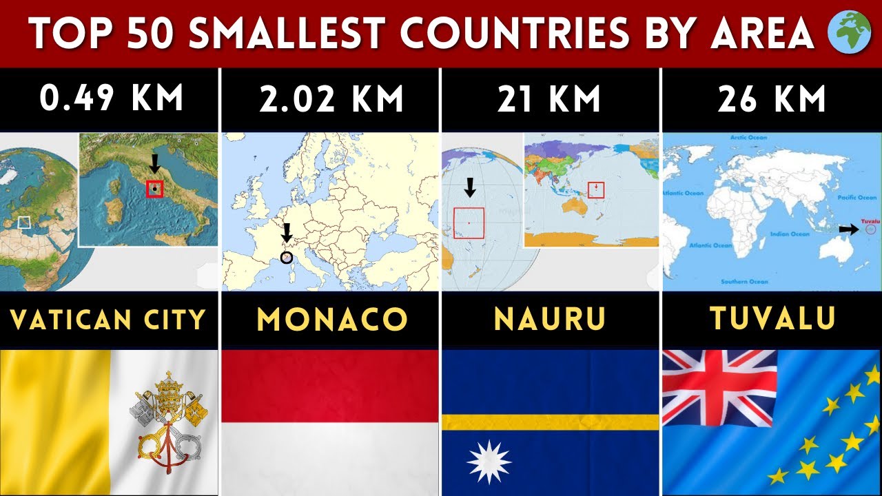 Top 50 smallest countries in the world on Earth 🌍😲 - YouTube