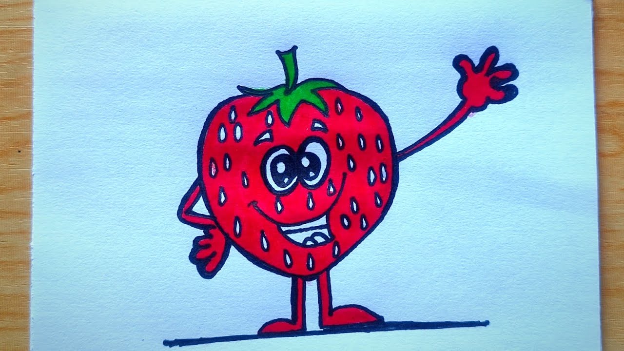 Strawberry Drawing step by step/Easy Strawberry drawing/how to draw ...