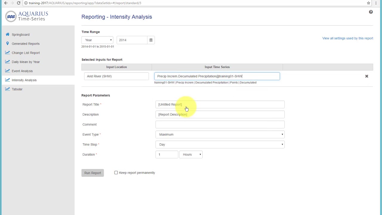 AQUARIUS Time-Series - Reporting Intensity Analysis - YouTube