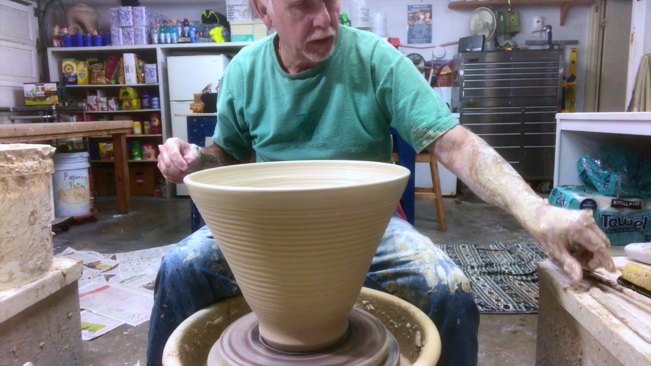 Throwing a 12 pound bowl, with B-Mix clay. - YouTube