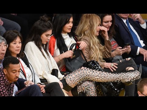 Kendall Jenner Rocks Outrageous, Lace-Up, Thigh-High Heels at Lakers Game