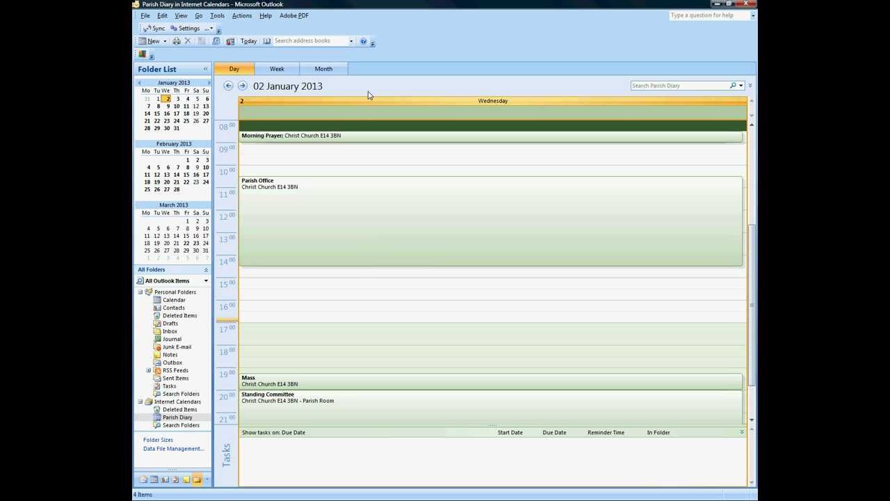 How to View the Parish Diary in Outlook 2007 - YouTube