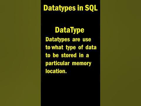 DataType and Types of DataType in SQL #coding #shorts - YouTube