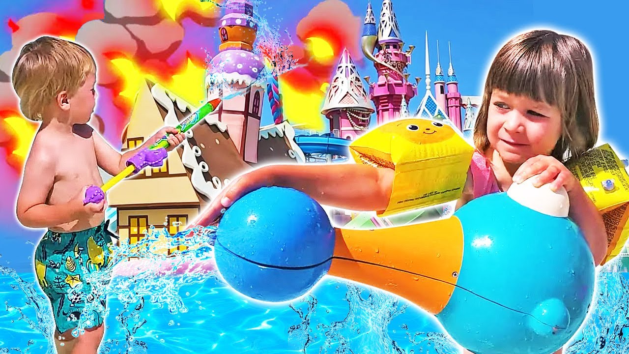 Bianca & Kids pretend play with toys at the swimming pool. Kid friendly ...