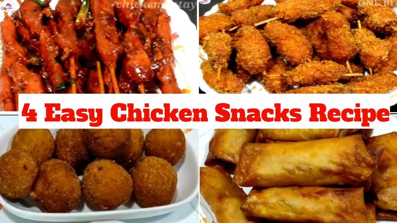 4 Easy Chicken Snacks Recipes | Chicken Satay | Kandi Gosht | Chicken ...