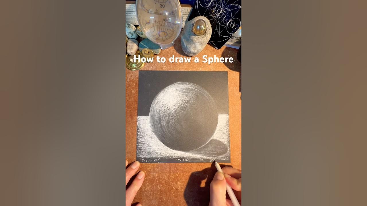 How to draw a Sphere. With White Charcoal Pencil on Black Card. Fast ...