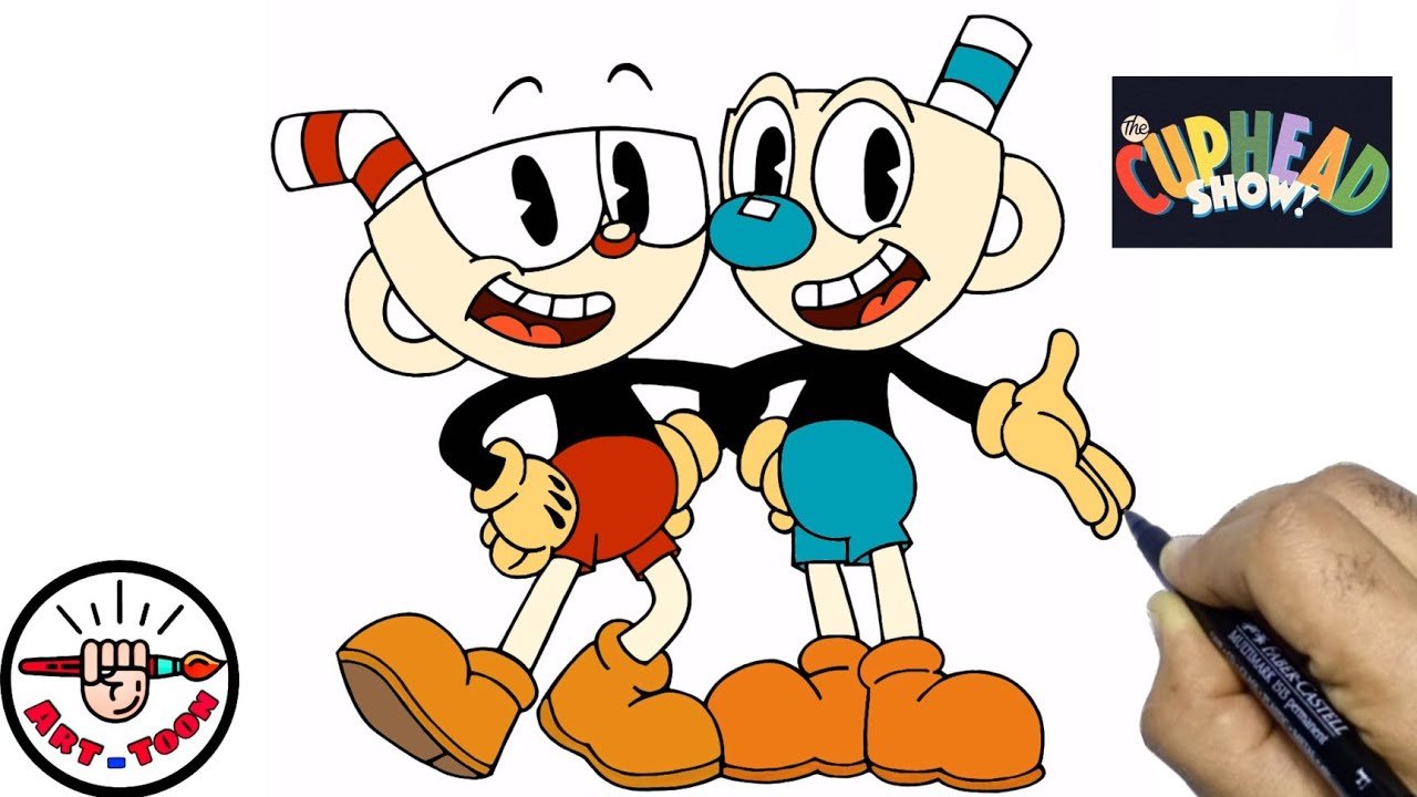 Drawing Cuphead and Mugman from the Cuphead show step by step easy ...