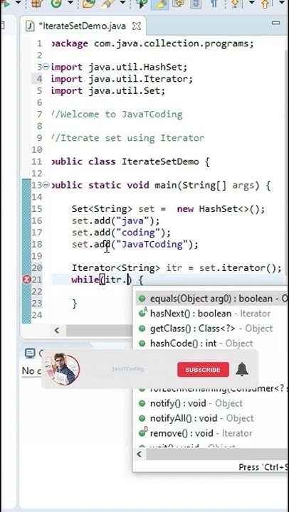 Iterating Over Set Using Iterator Shorts Youtubeshorts Javatcoding Youtube