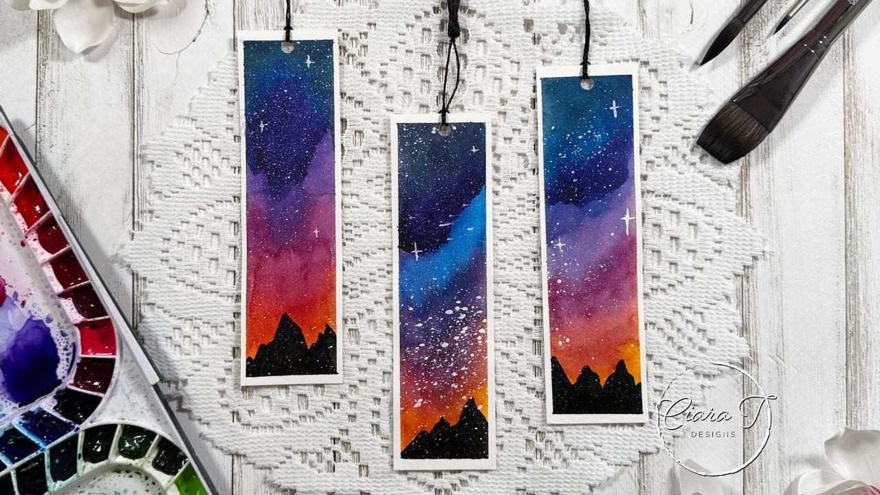 How to Create Galaxy Watercolour Bookmarks - YouTube
