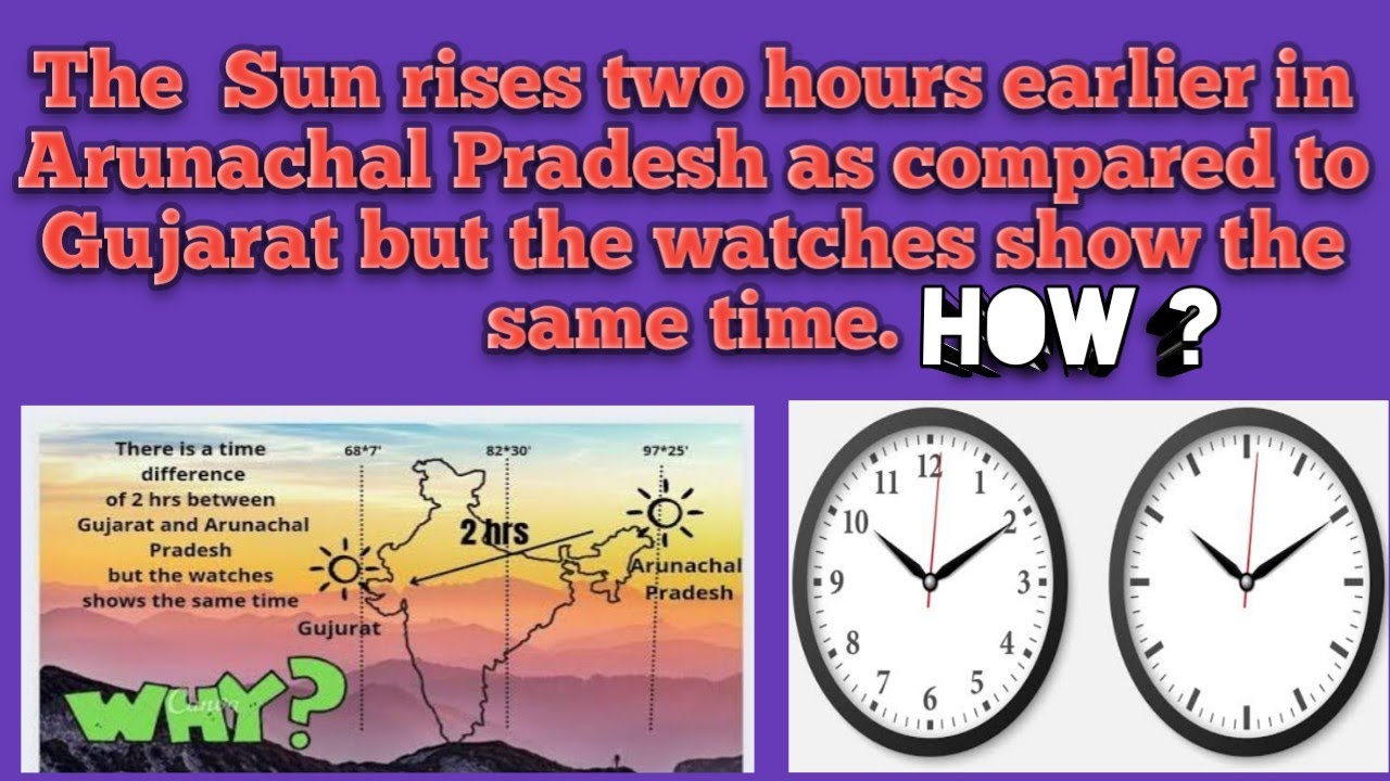Sun rises two hours earlier in Arunachal Pradesh as compared to Gujarat ...