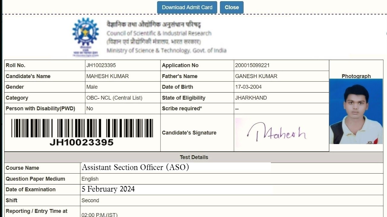 Csir Aso So Admit card 2024 kaise dekhe | How to check Csir Aso So ...