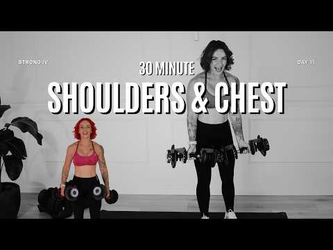 30 MIN Upper Body Push Workout at Home | Dumbbell Shoulders, Chest, Triceps, Core | STRONG IV Day 11