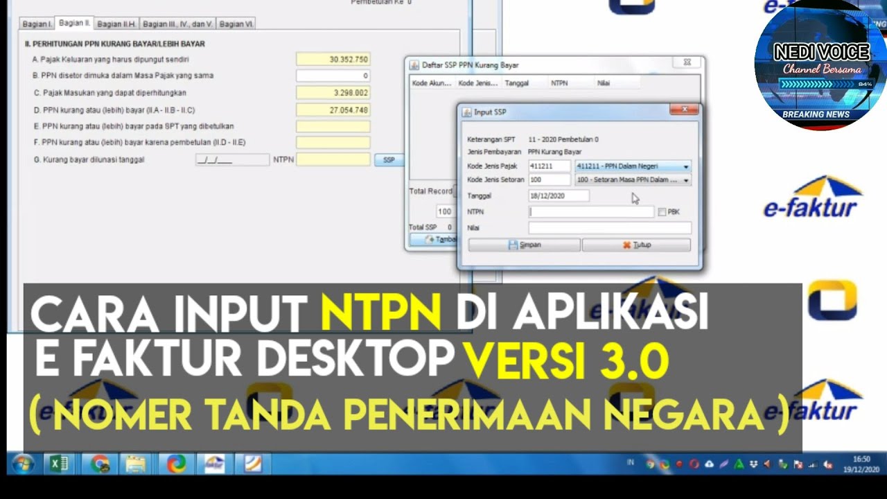 Cara input ntpn di e faktur 3.2 spt masa ppn Kurang Bayar - YouTube