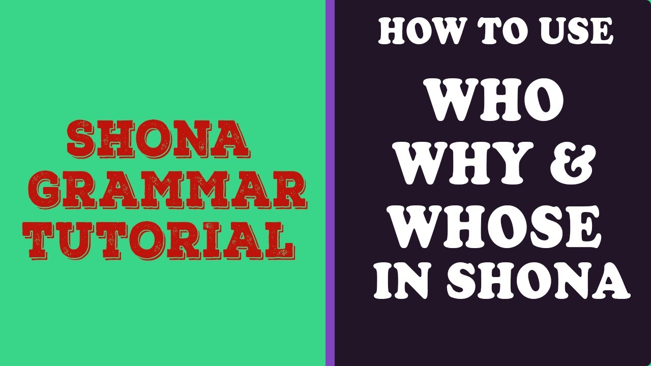 Learn Shona: How to use "Who", "Why" and "Whose" in Shona sentences ...