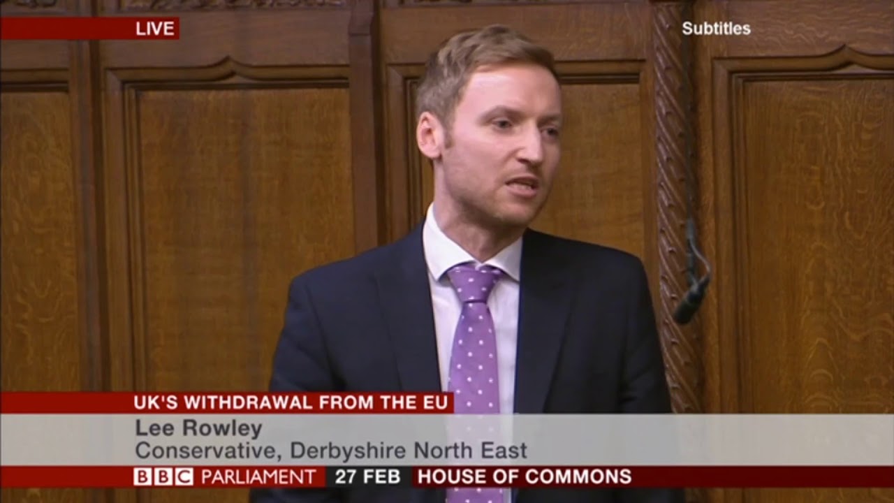 Lee Rowley MP at the UK's withdrawal from the EU motion debate - YouTube