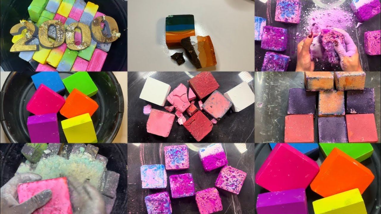 Crunchy Soft Dyed Vibrant Chalks Crush | Long Compilation | Vibrant ...