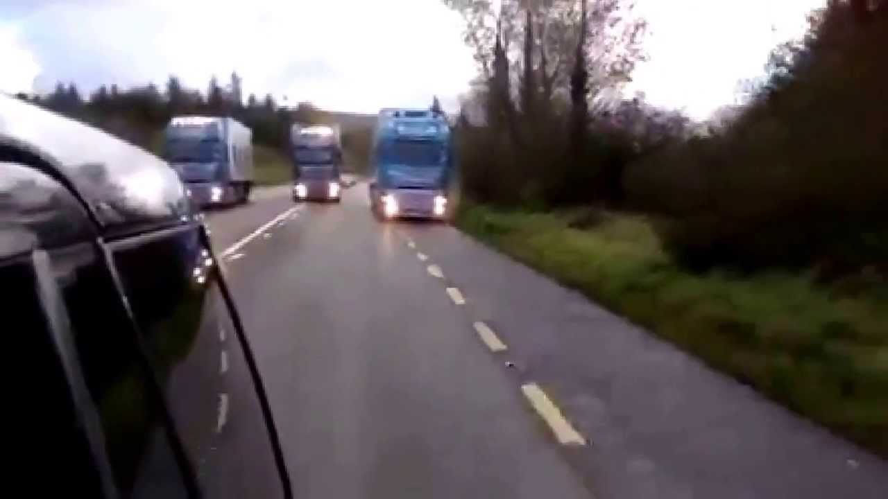 3 HGV'S (Artic) drag racing on Public Irish Road - YouTube