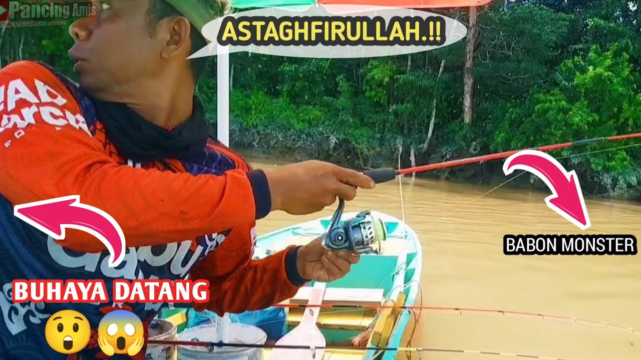 Kelabakan‼️ disaat asyik strike babon monster tiba² bahaya datang ...