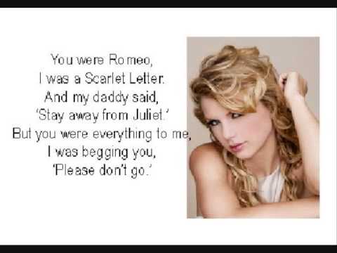 Taylor Swift ~ Love Story ~ Lyrics - YouTube