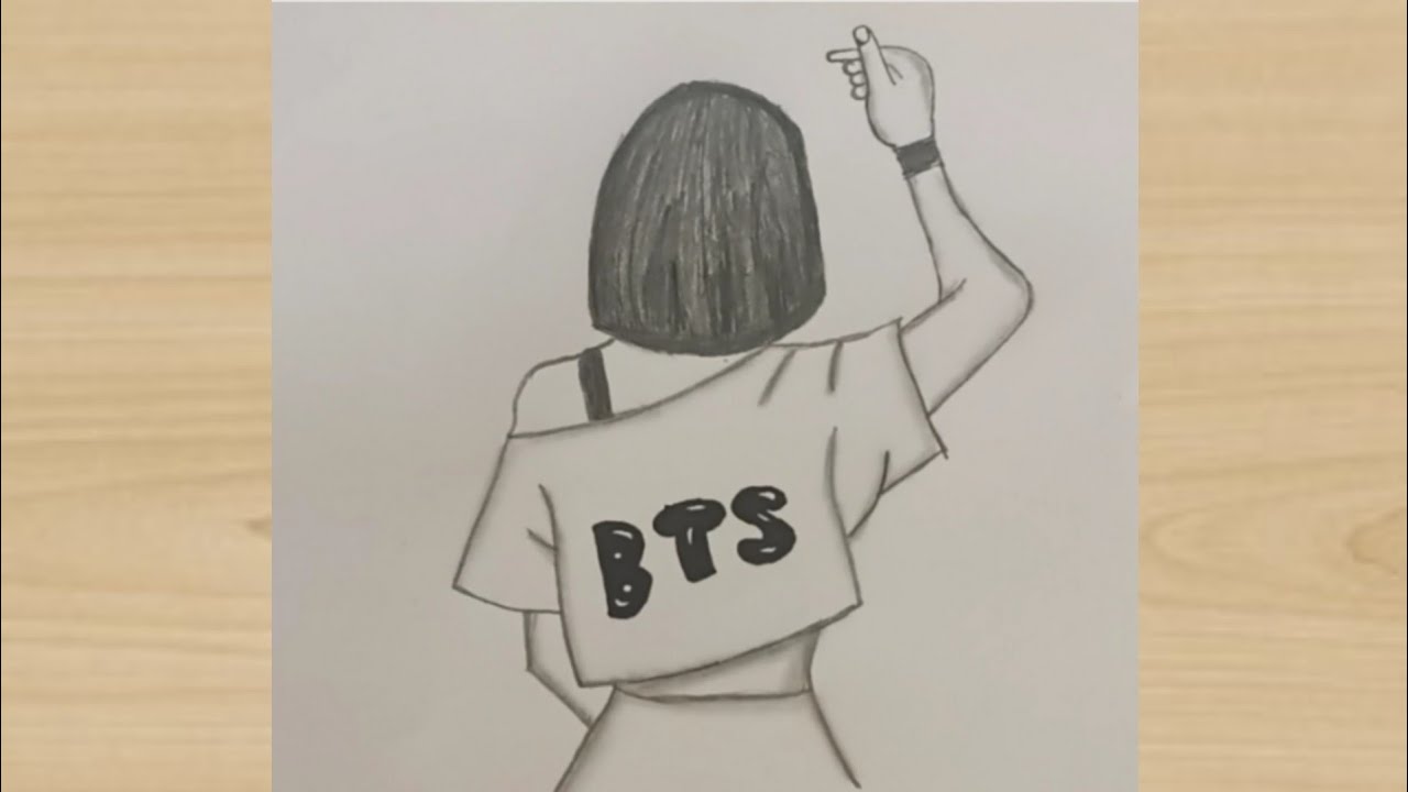 BTS girl drawing step by step। pencil drawing। easy girl drawing. - YouTube