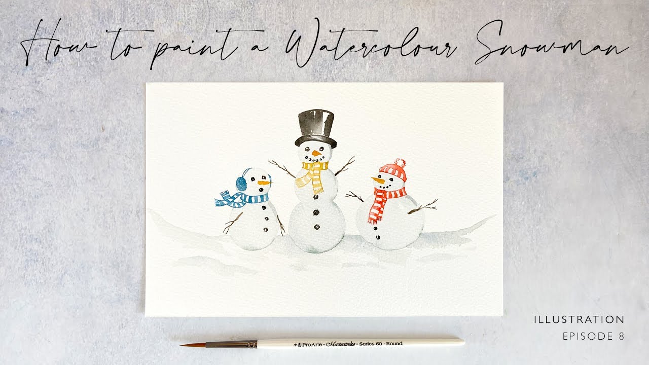How to Paint a Watercolour Snowman - YouTube