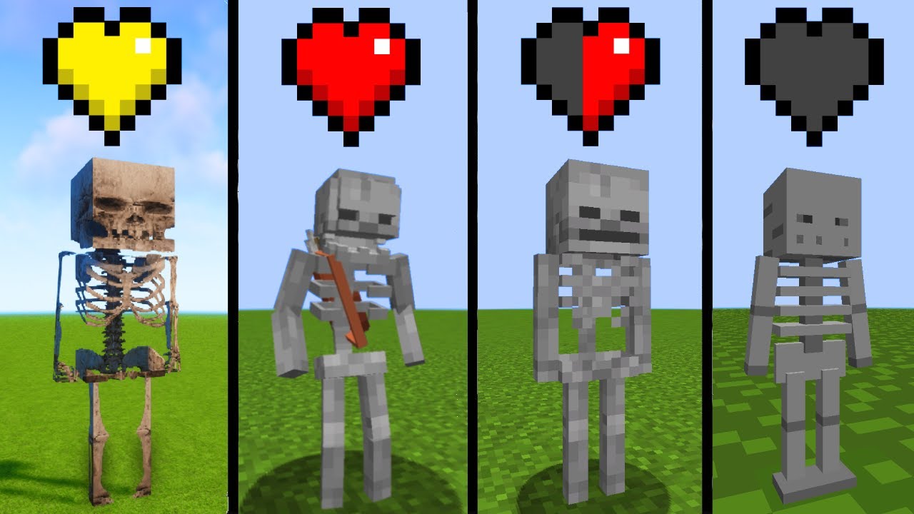 minecraft skeleton with different hearts - YouTube