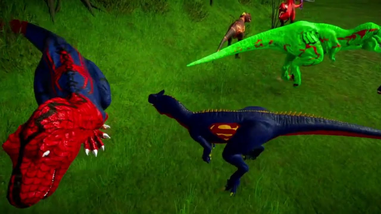 BATMAN T-REX vs SUPERMAN TREX DEATH RUN EVOLUTION of DINOSAUR | Strongest Dinosaur Jurassic ...