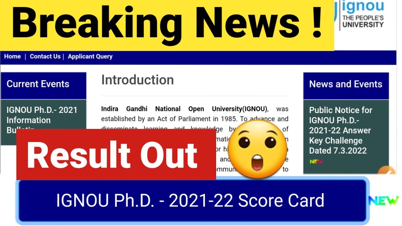 IGNOU Phd 2022 : Ignou Phd Result 2022 Out ! Ignou phd 2021 Result ...