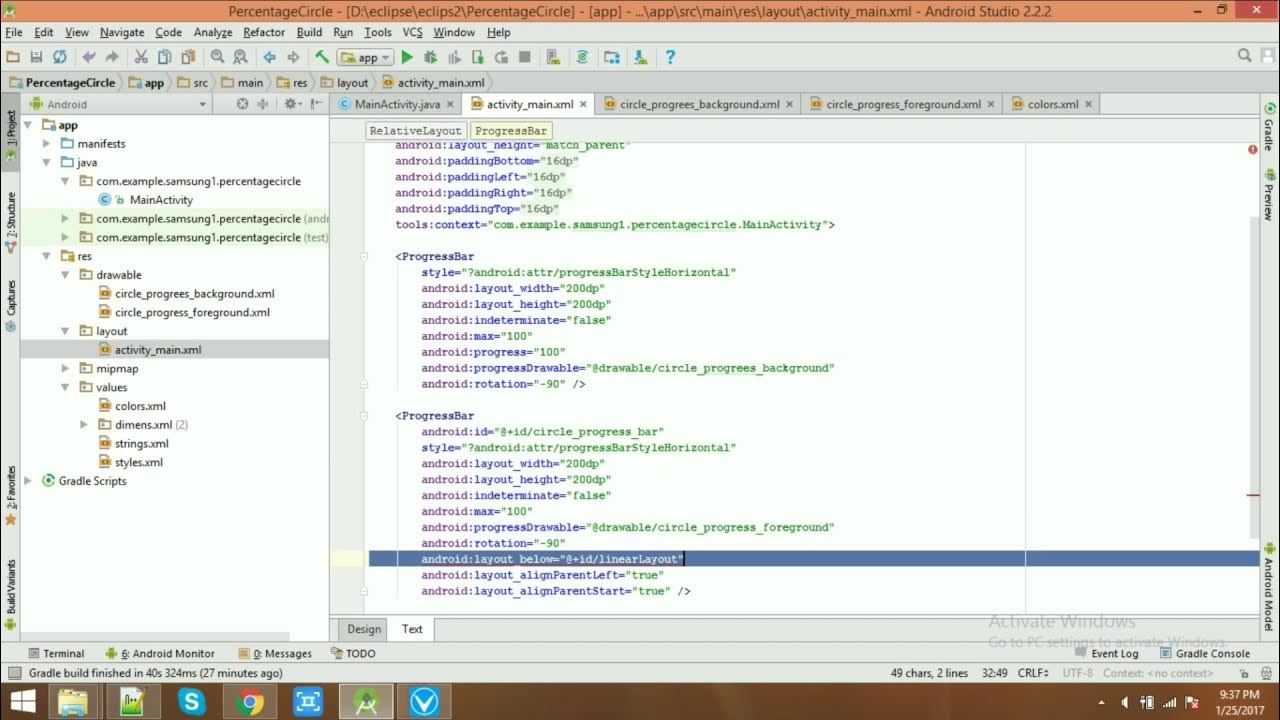 How to create a percentage circle in Android - YouTube