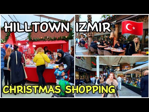 Izmir Hilltown Christmas Shopping Walk: Packed Crowded Vibes & Festive Energy 4K 🇹🇷 (2025)