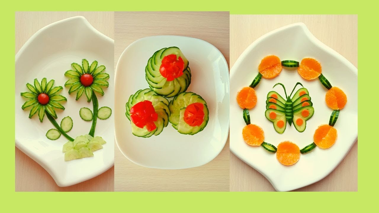 TOP 3 Beautiful Salad Decoration Ideas\ Tomato and Cucumber Decoration ...