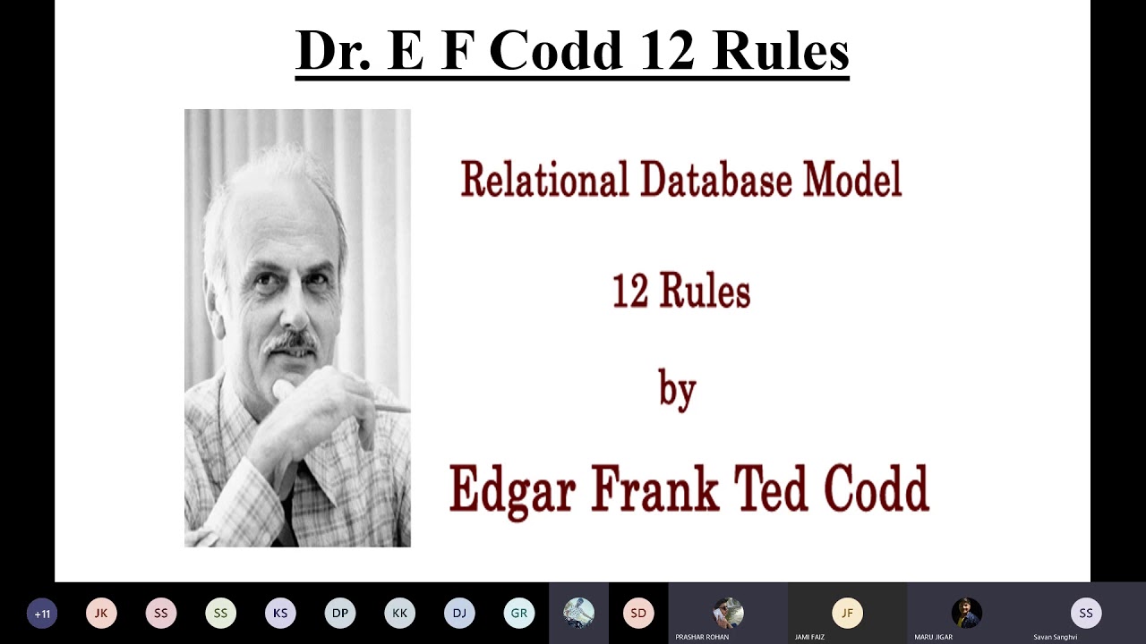 DR EF Codd 12 Rules First Lecture - YouTube