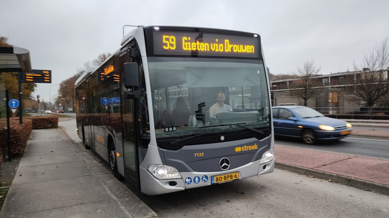 Qbuzz Streekbus 7123 als Lijn 59 naar P+R Gieten via P+R Borger - YouTube