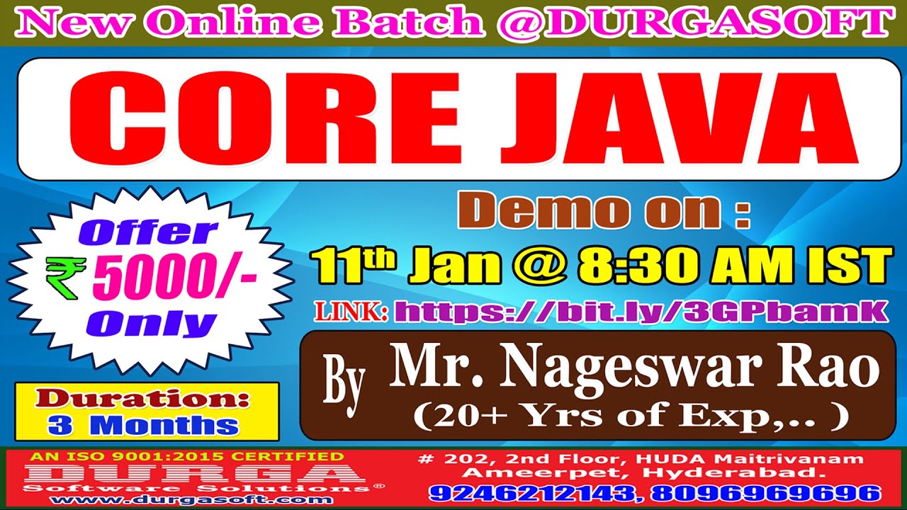 CORE JAVA Online Training @ DURGASOFT - YouTube