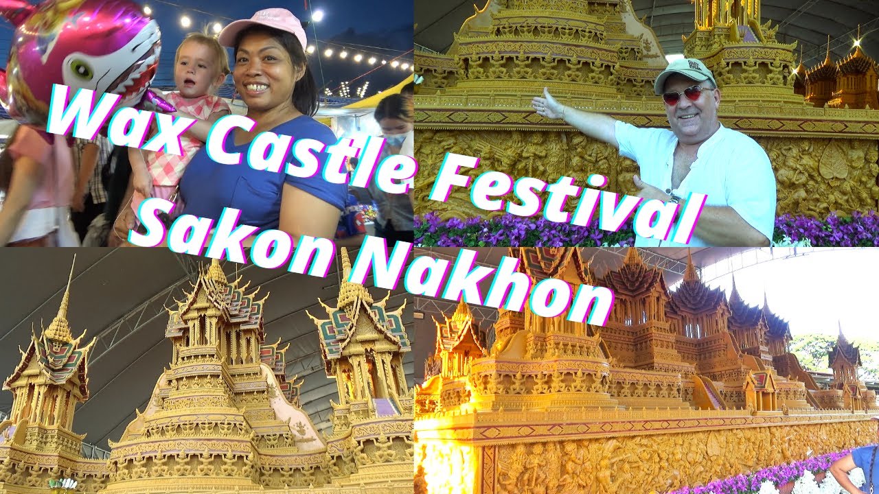 Thailand. Das Wax Castle Festival in Sakon Nakhon. Mit großen Jahrmarkt ...