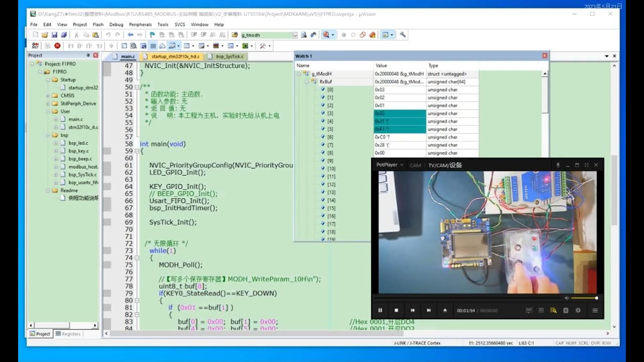 STM32F103 realizes Modbus RTU master station function - YouTube