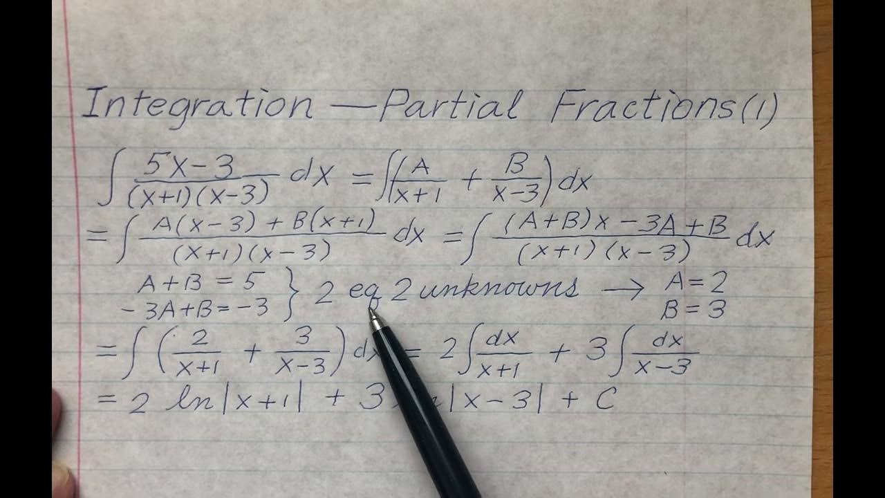 Integration, partial fractions (1) - YouTube